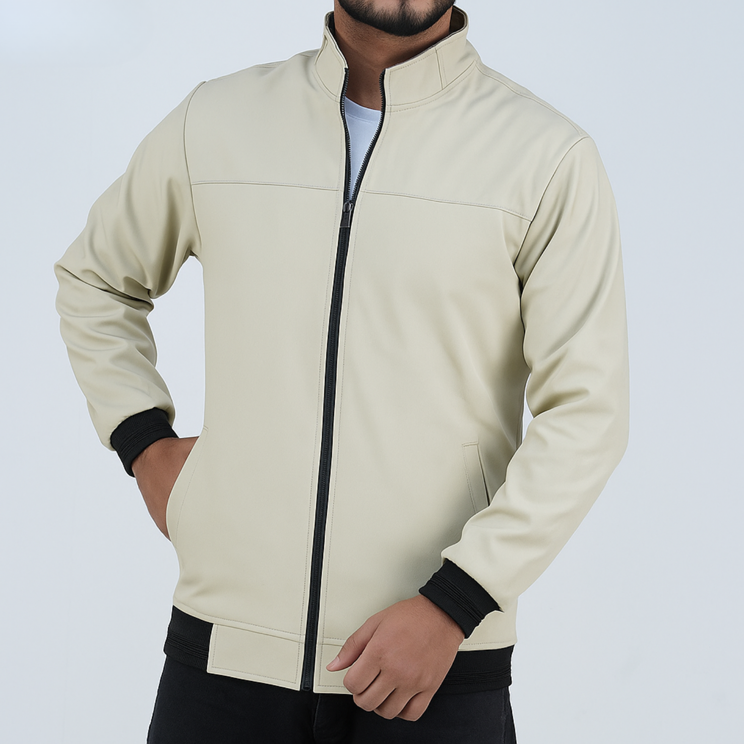 Men’s Bonded Jacket in Cream-BH-500 – Unique.We
